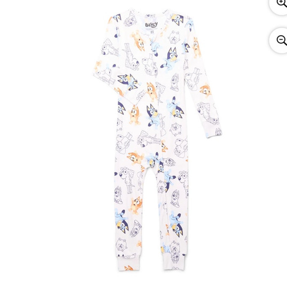Disney | Pajamas | Bluey Toddlers Onepiece Sleeper White With Allover ...